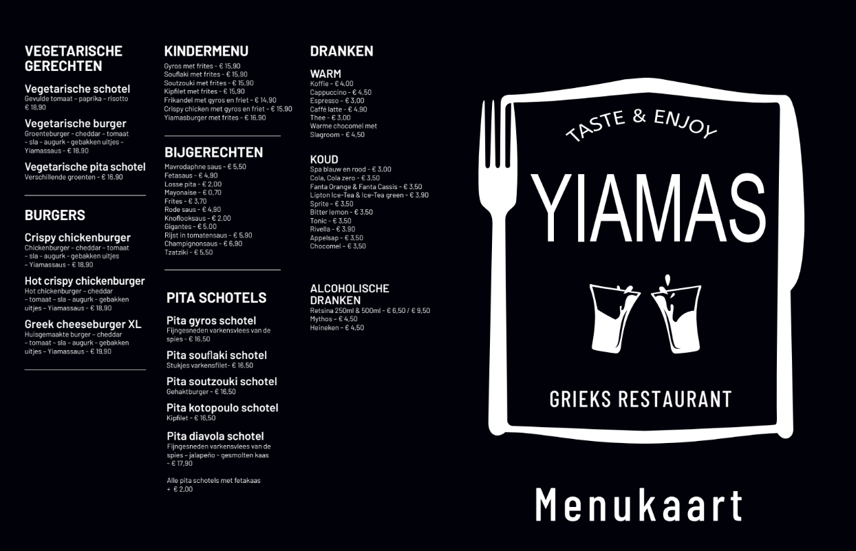 Menukaart | Yiamas restaurant